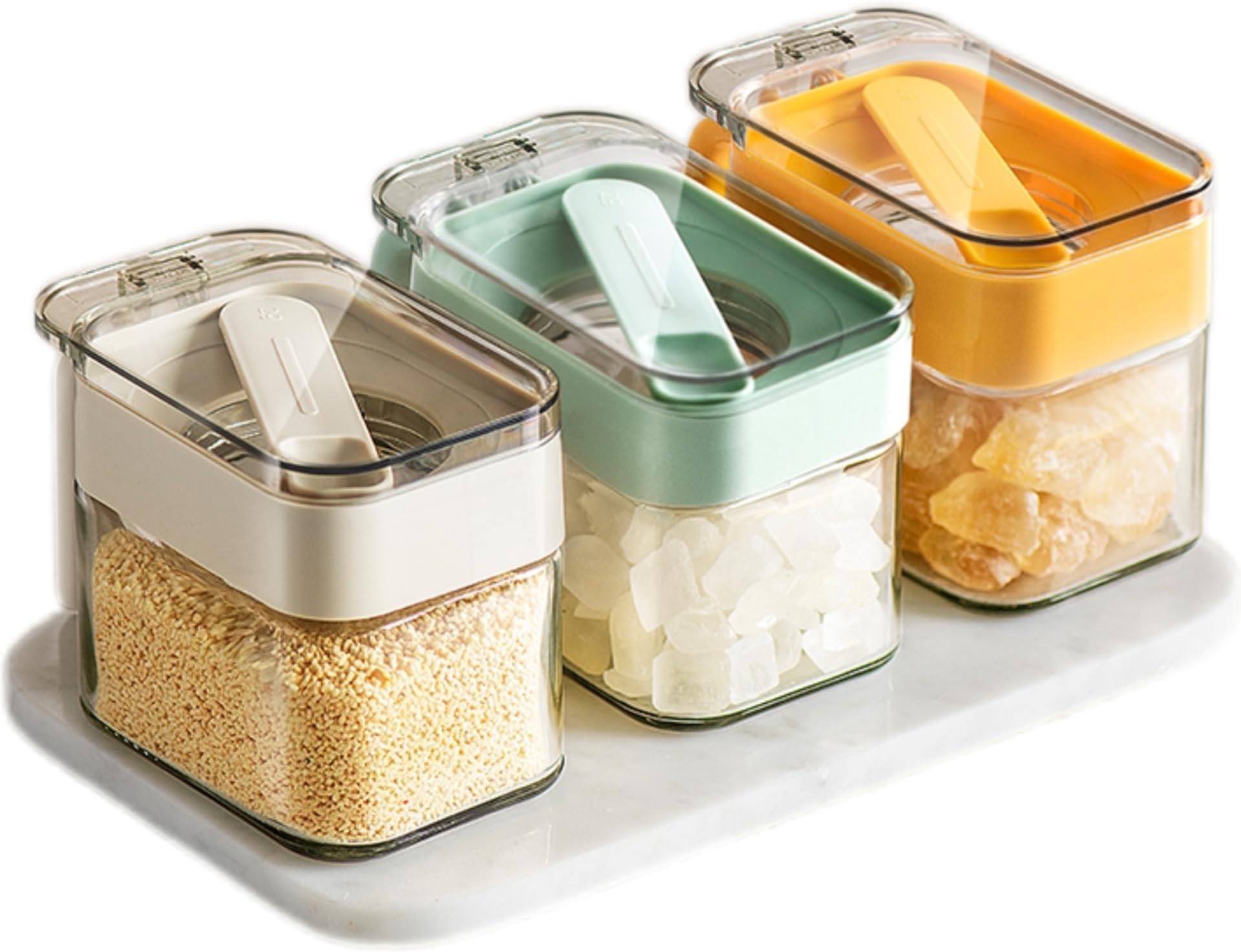 Amazon.com | Crystalia Spice Jars Set of 3, Glass Spice Containers with ...