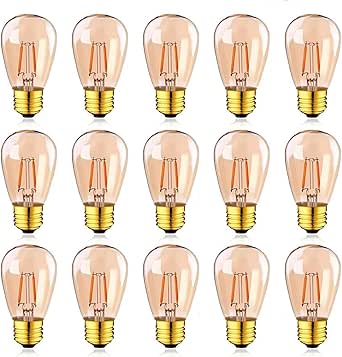 Vintage Edison LED Light Bulb S14 1W E27/E26 Amber Bulbs Warm White 10W ...