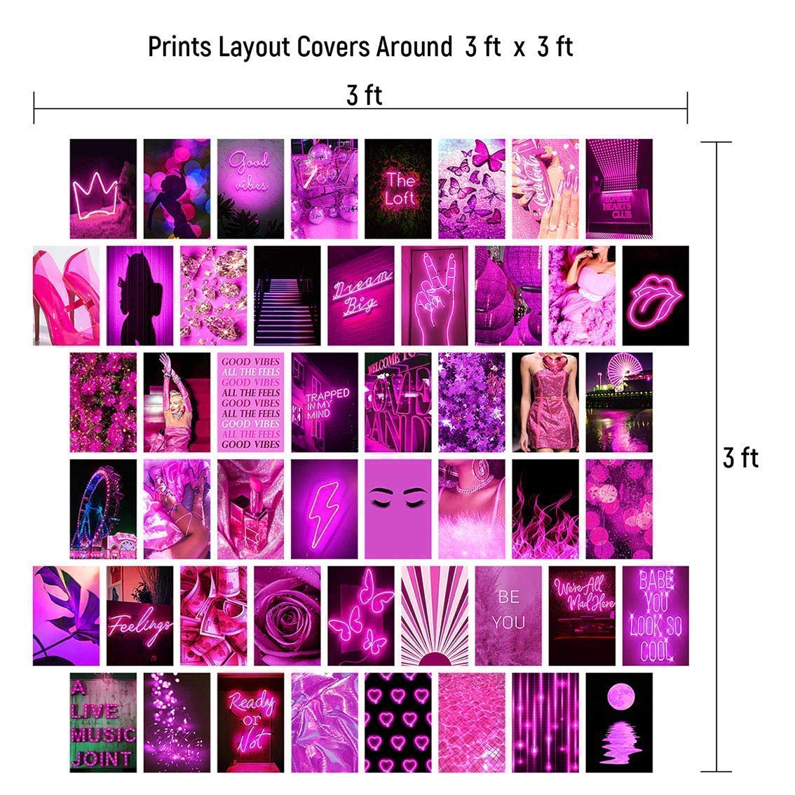Buy Pink Neon Wall Collage Kit Aesthetic Pictures, Aesthetic Room Decor ...