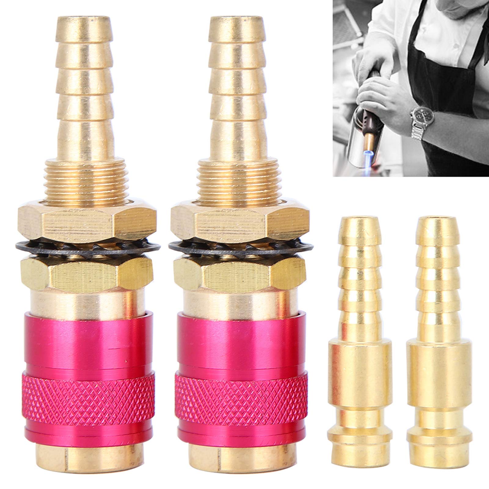Brass Gas Water-cooled Adapter For MIG TIG PTA DB Torches Quick Fitting ...