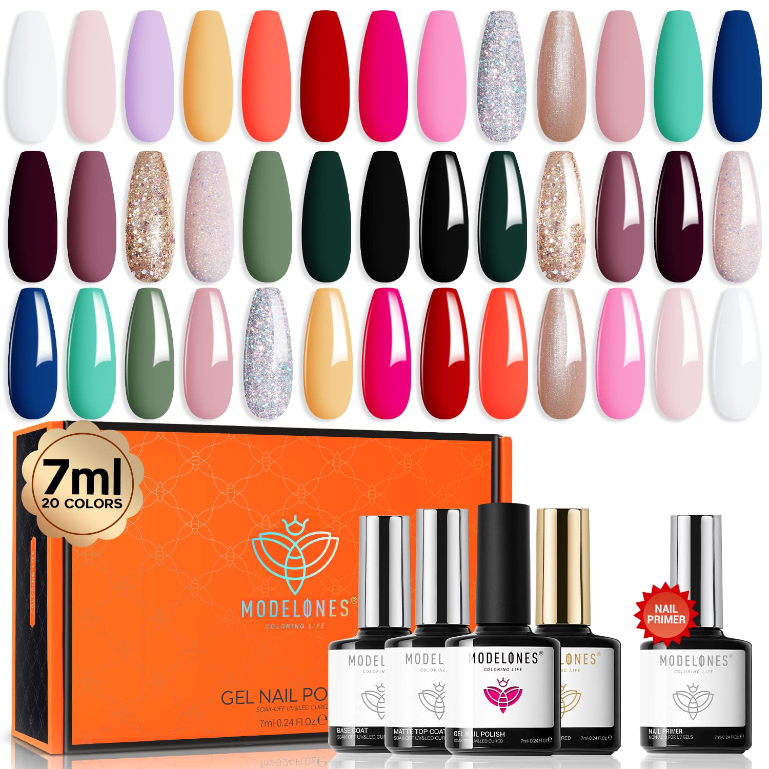 Amazon.com: Modelones Gel Nail Polish Kit, 24 Pcs White Black Summer ...