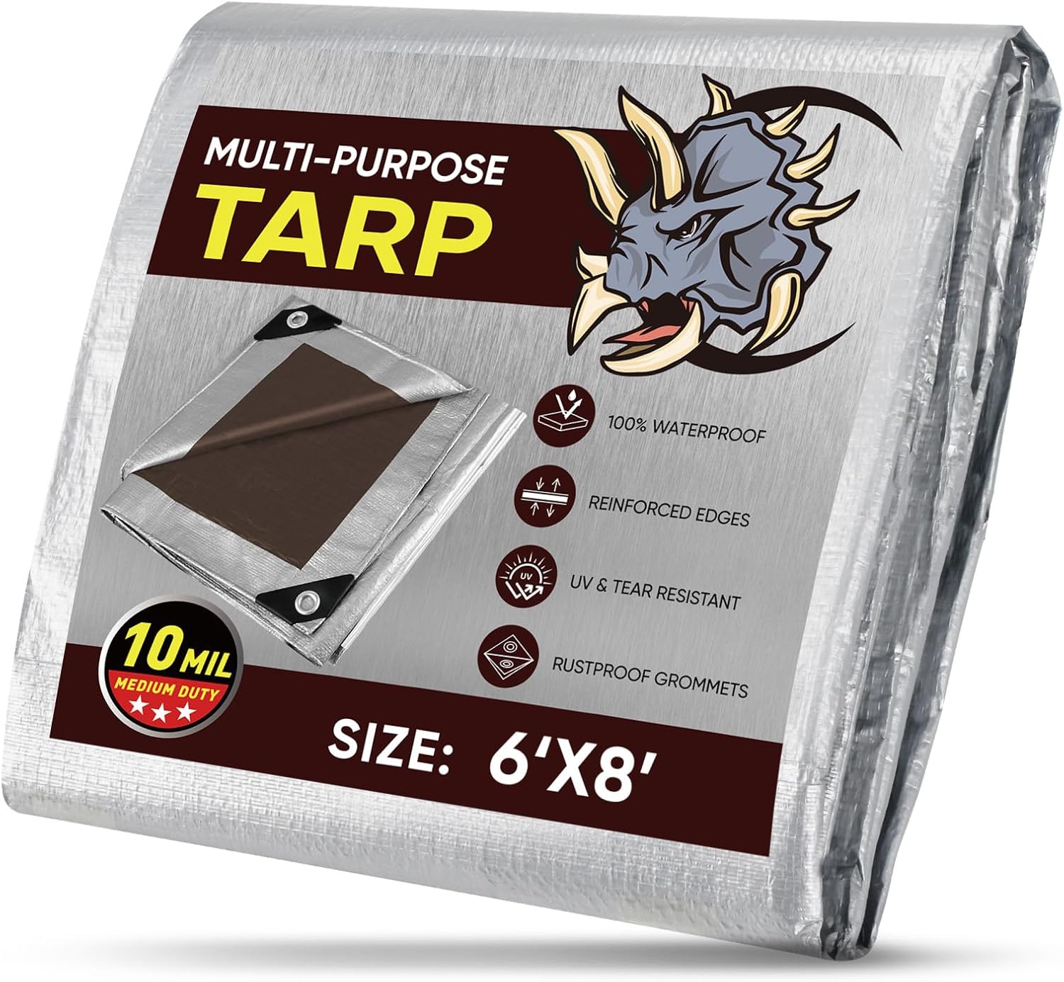 TICONN Heavy Duty Tarp Cover, Extra Thick Tarps Waterproof Tear and Rip ...
