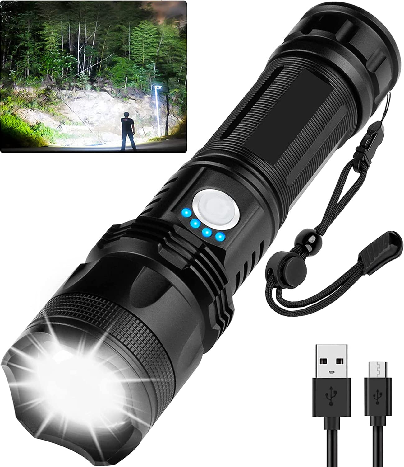 lemihui Rechargeable Flashlights High Lumens, 100000 Lumen Super Bright ...
