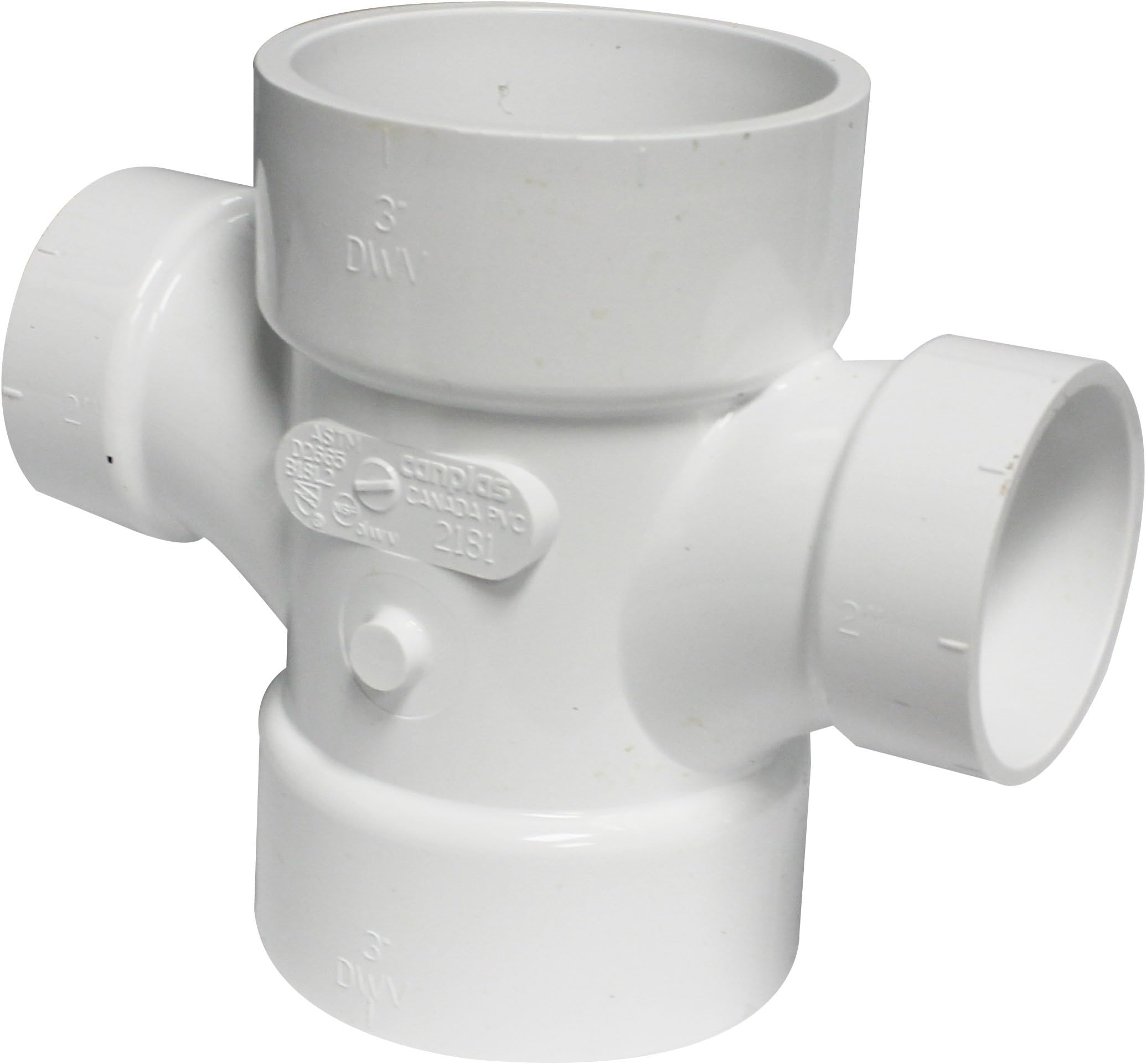 Amazon.com: Canplas 192126L PVC DWV Sanitary Tee, 2 x 2 x 1-1/2-Inch ...
