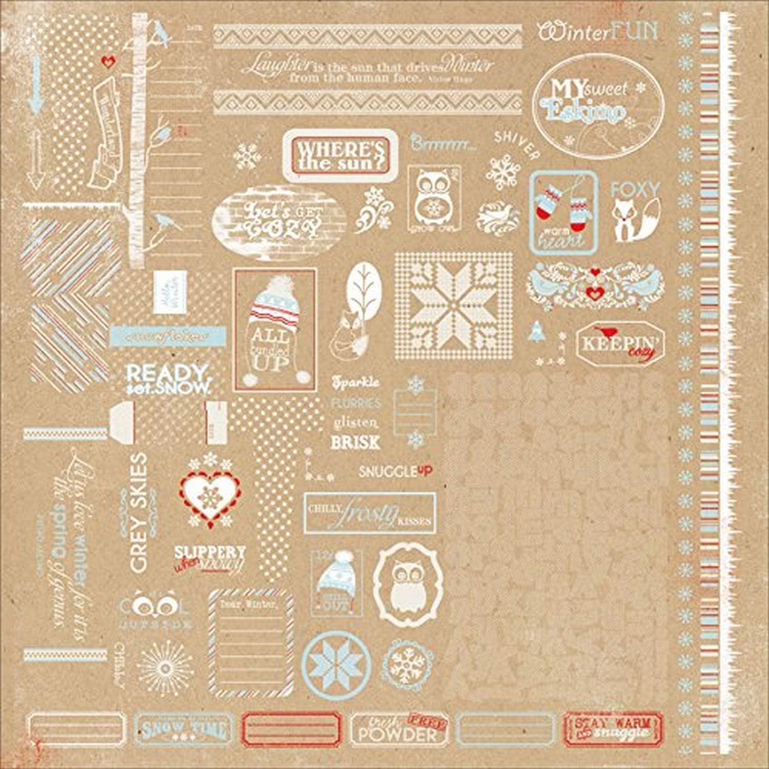 Amazon.com: Authentique Paper Cozy Cardstock Stickers, 12 by 12-Inch ...