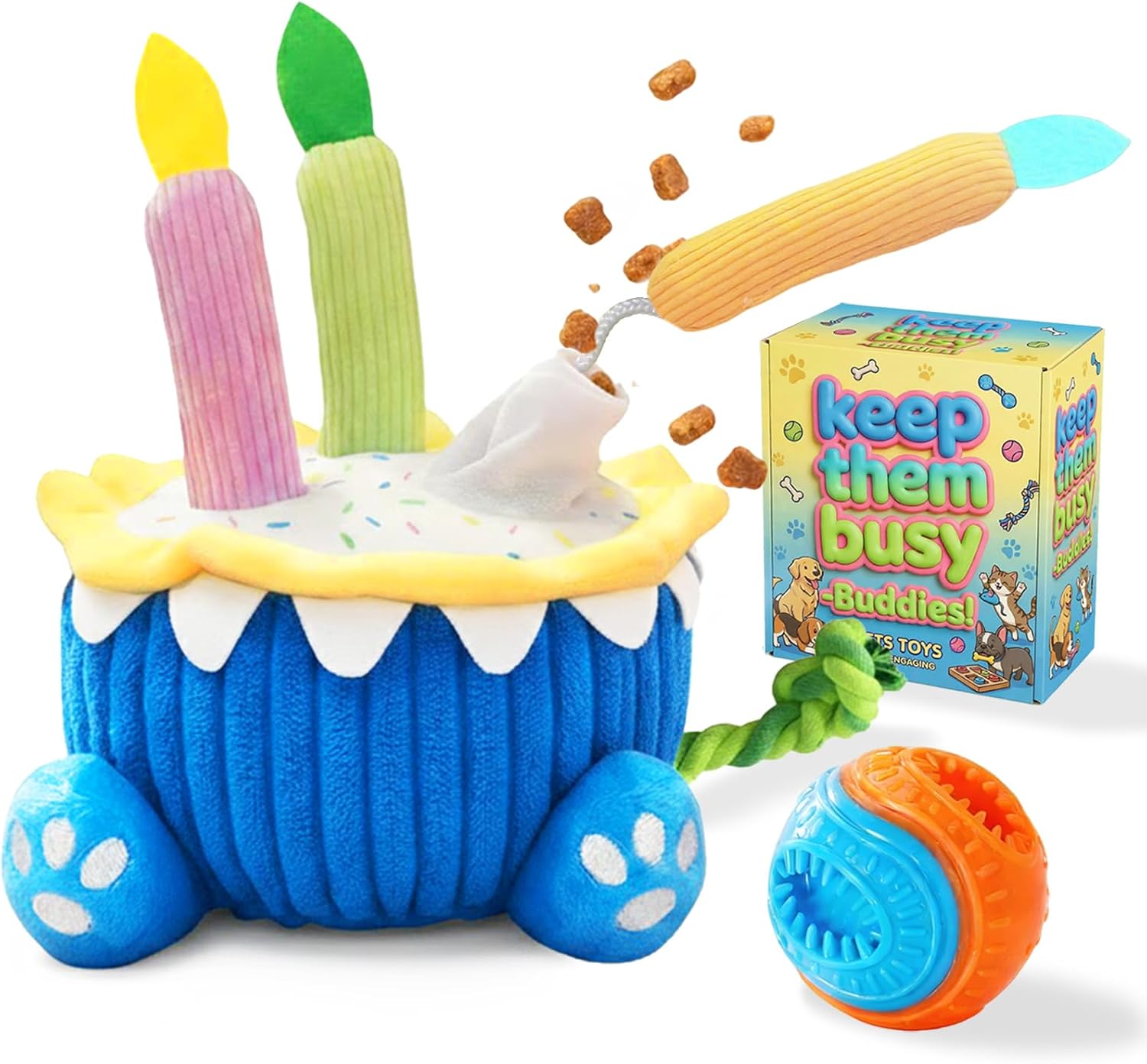 Pet Supplies : 4-in-1 Dog Birthday Cake Toy, Interactive Snuffle Puzzle ...