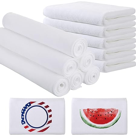 Amazon.com: 6 Pieces Sublimation White Towels Microfiber Dish Drying ...