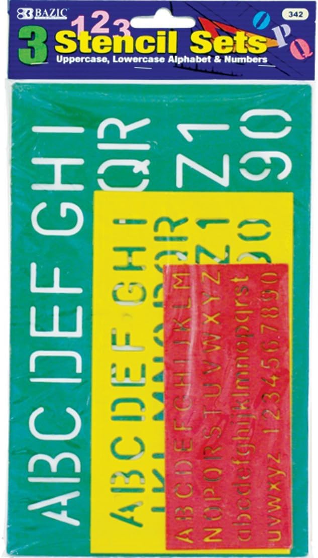 Amazon.com : BAZIC 10, 17, 27 mm Size Lettering Stencil Sets, 3 Per ...