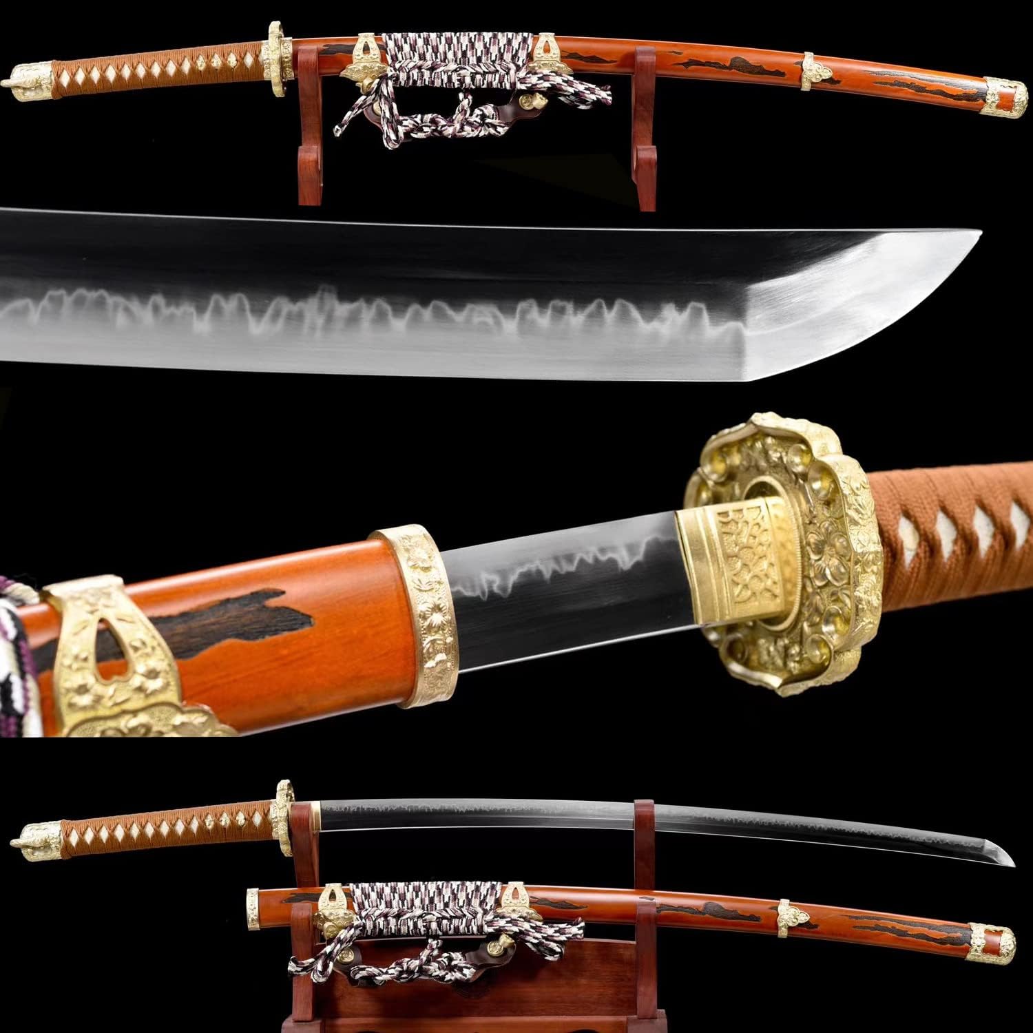 Amazon.com : HERO SWORD Handmade Murasame Tachi Clay Tempered T10 Steel ...