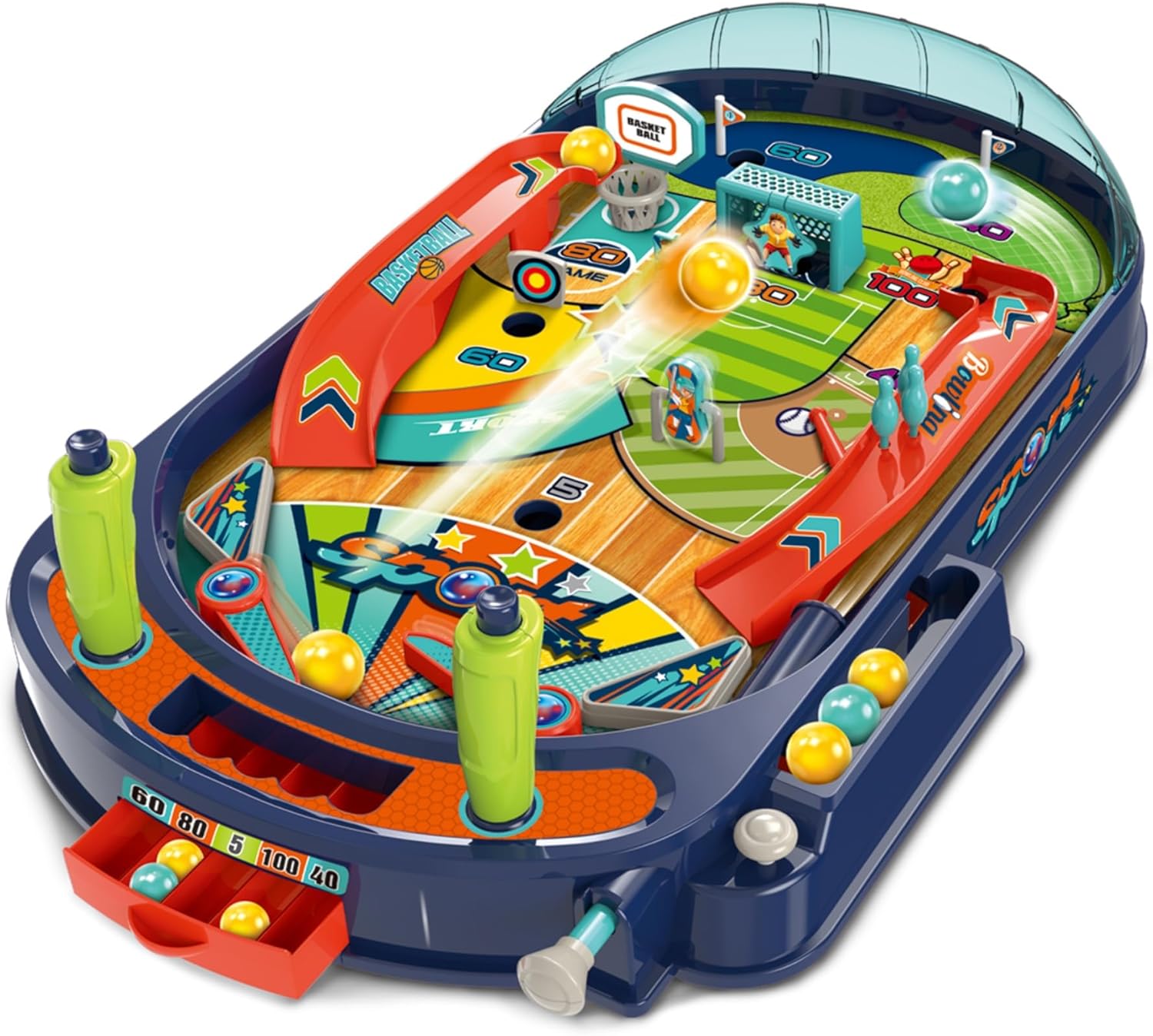Amazon.com: OLEOCA Kids Pinball Machine — Tabletop Arcade Game with ...