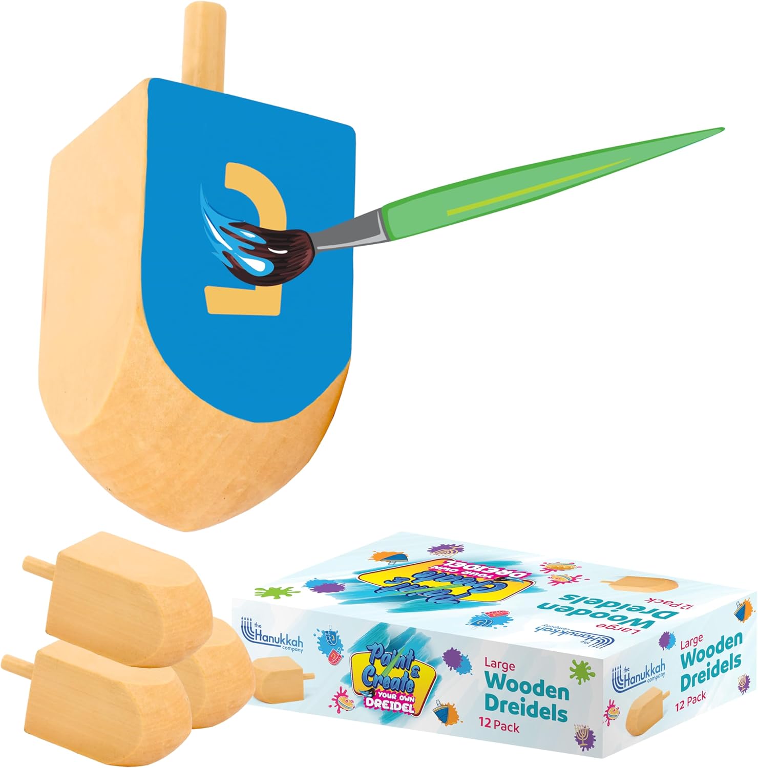 Amazon.com: The Hanukkah Company Hanukkah Dreidels - Natural Wooden ...