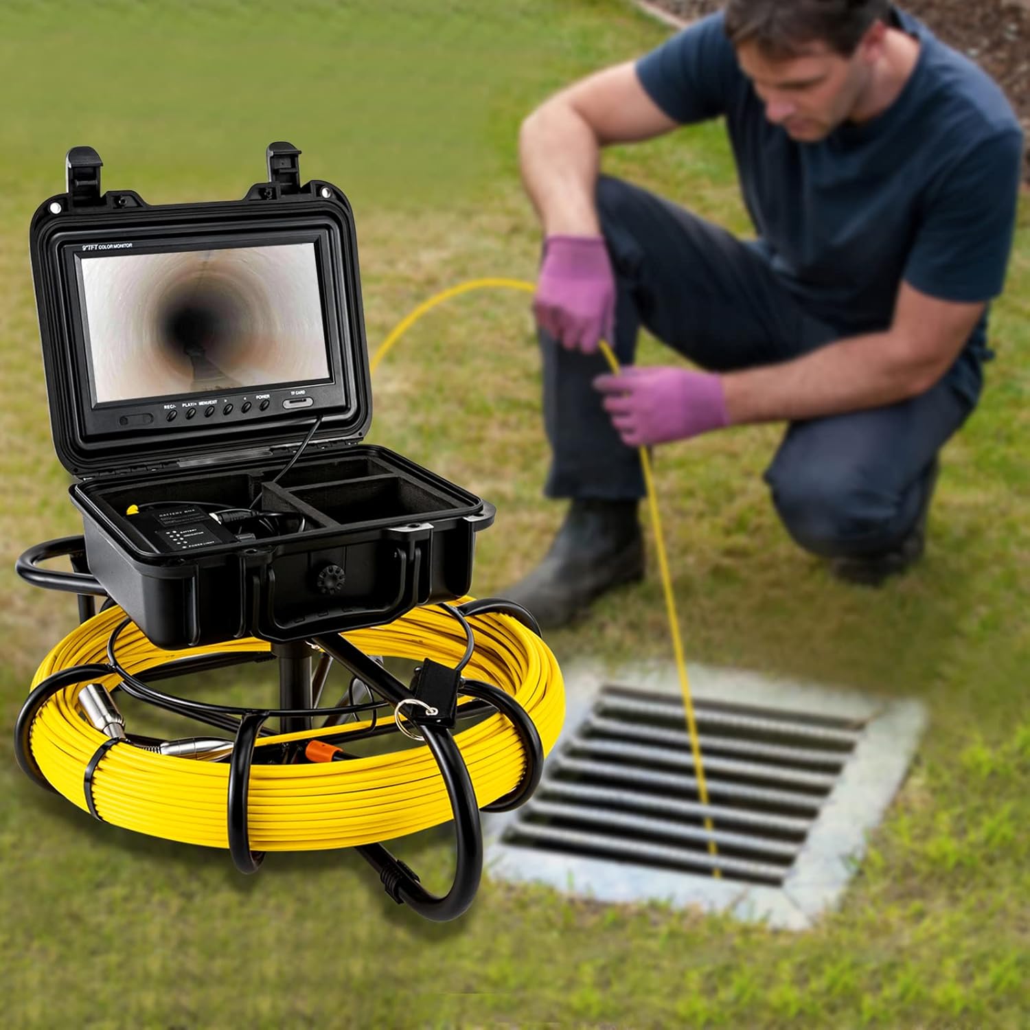 Amazon.com: 200FT Plumbing Pipe Inspection Camera HD 1200 TVL Drain ...