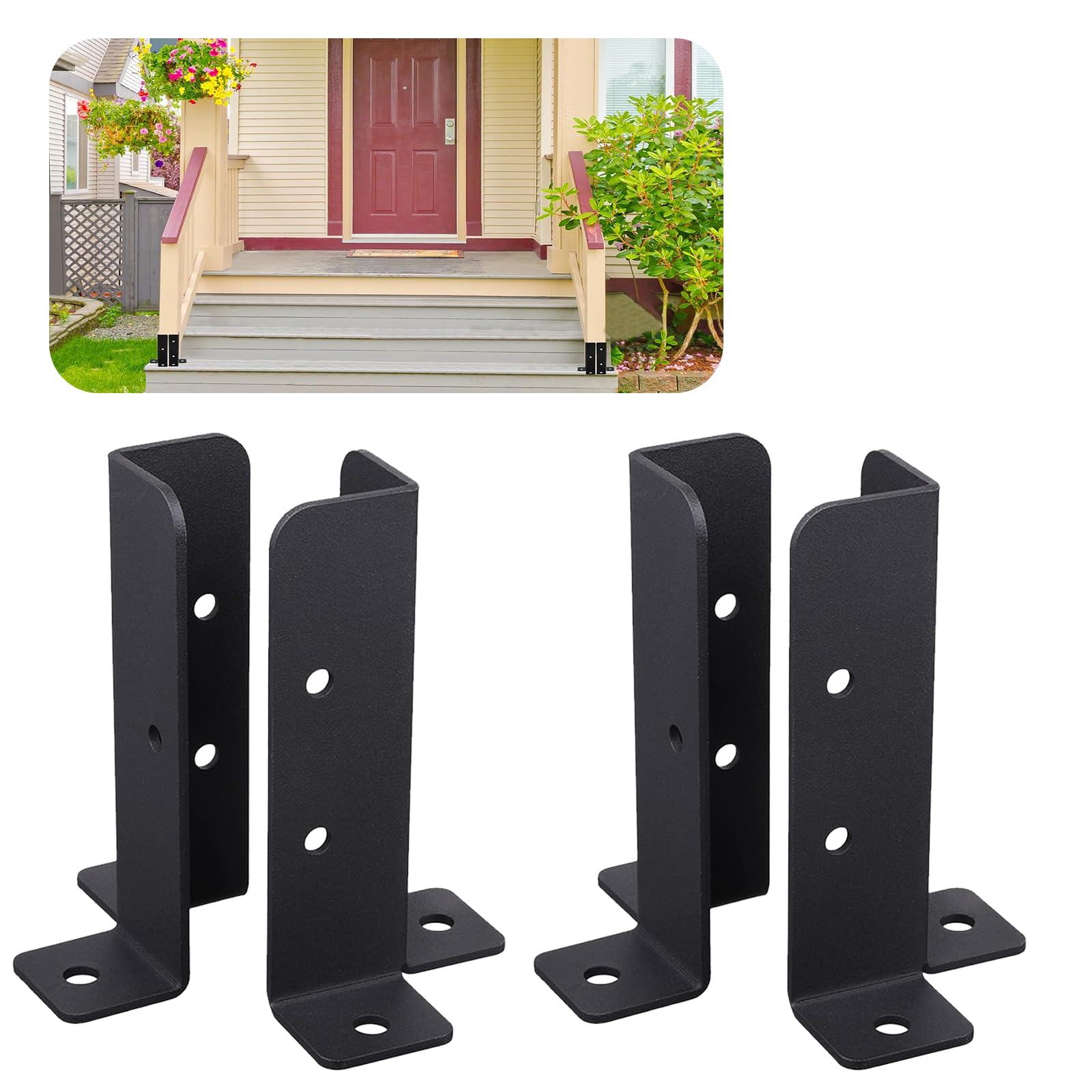 [4 PCS] Adjustable Deck Post Anchor Base Brackets Fit 1.5x1.5,2x2,2x4 ...
