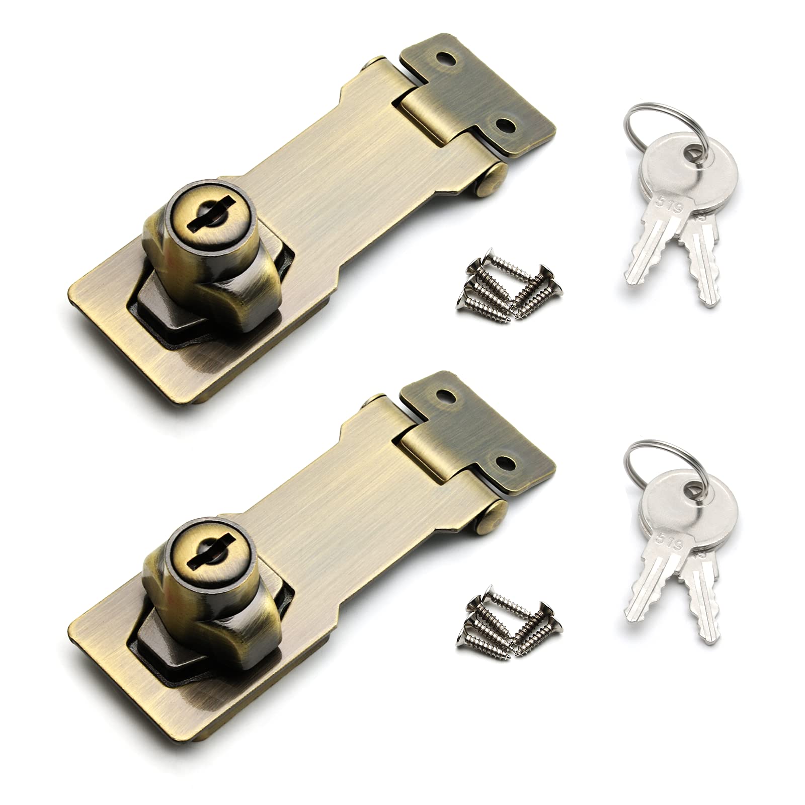 Snapklik.com : Kyuionty 2Pcs Keyed Hasp Locks 3 Inch Twist Knob Keyed ...