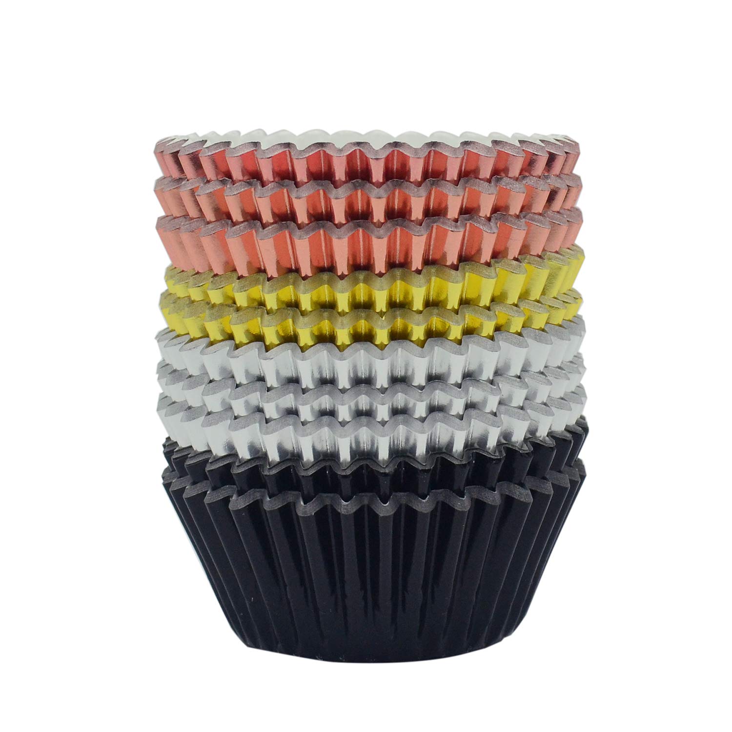 Mombake Standard Metallic Foil Paper Cupcake Cases in Rose Gold, Gold ...