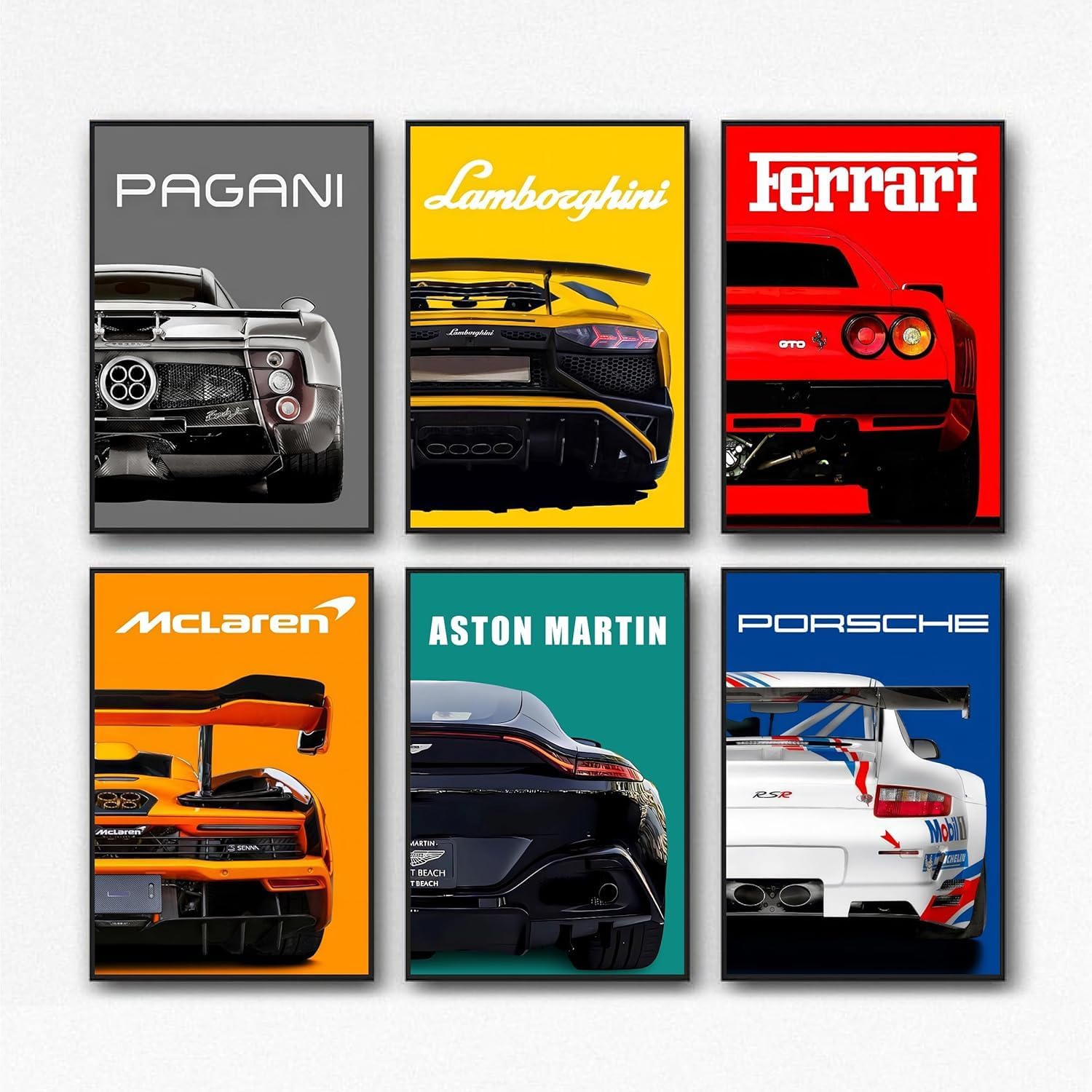 ZIENVE Car Posters Supercar Wall Art Prints, Set of 6 Vintage Racing ...