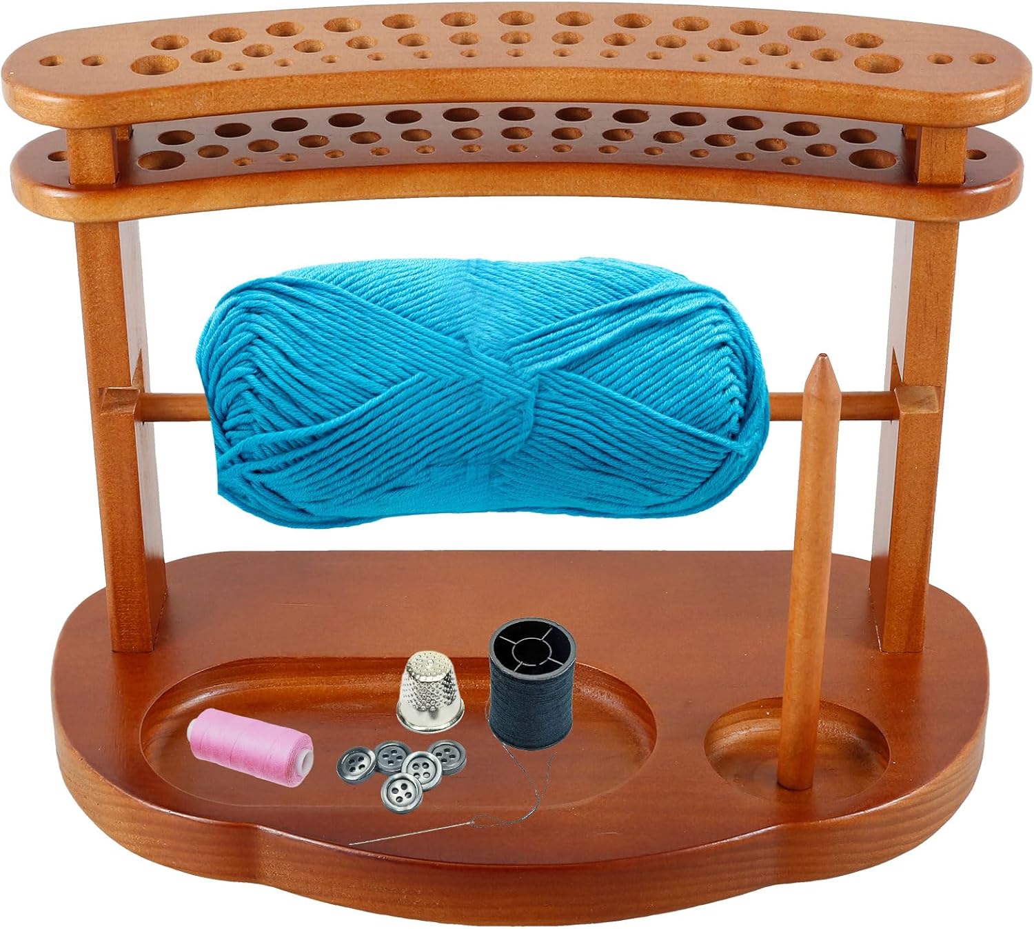 Amazon.com: kjcbkcb Yarn Holder for Knitting, Wooden Yarn Rack Stand ...