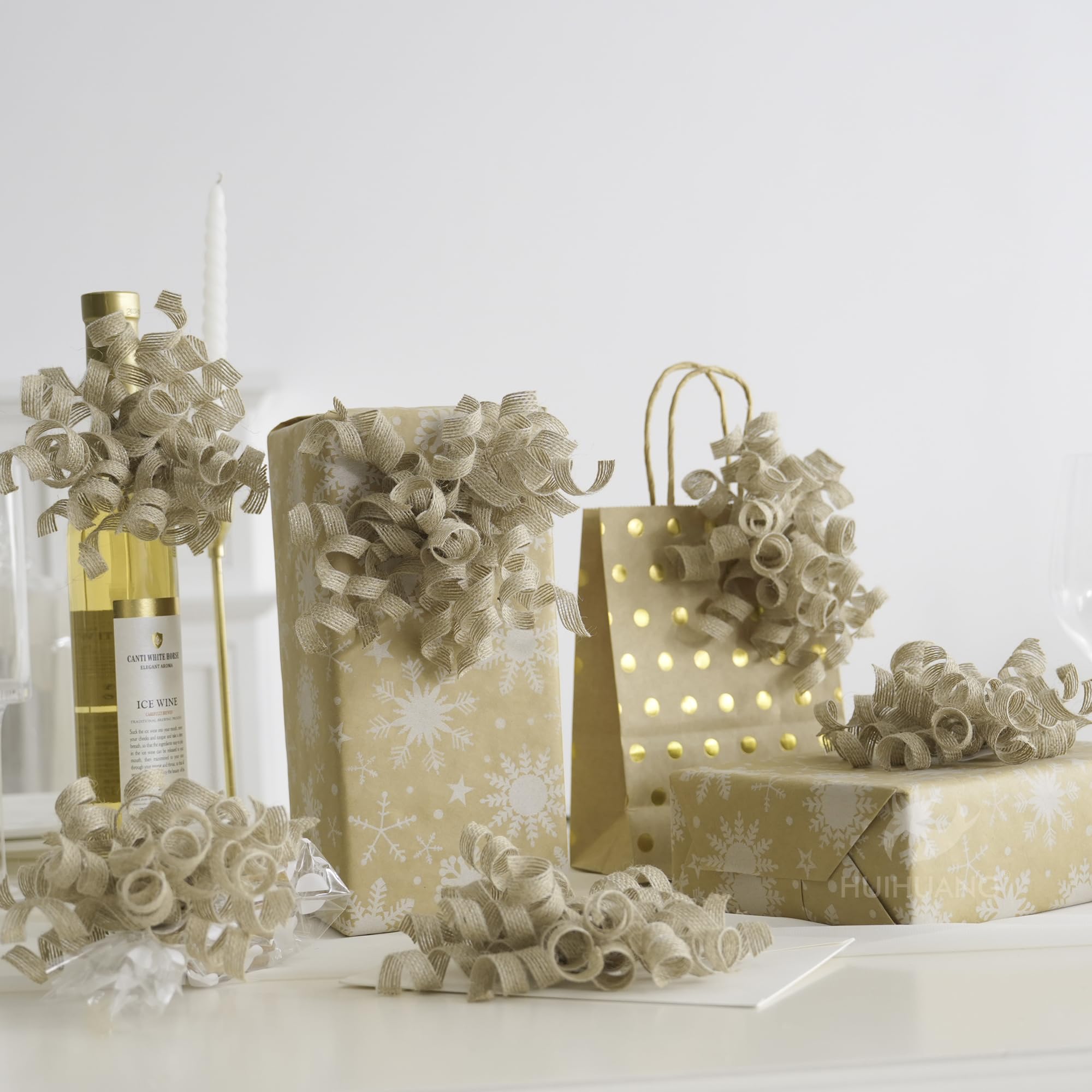 Amazon.com: HUIHUANG Burlap Bows for Gift Wrapping, Burlap Curly Ribbon ...