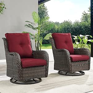 Amazon.com: HUMMUH Outdoor Swivel Rocker PE Wicker Patio Chairs Set of ...