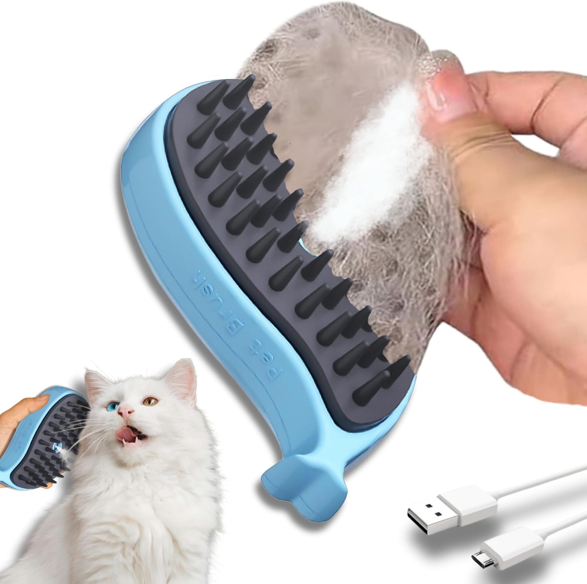 Amazon.com: Cat Steam Brush, 3 in 1 Self Cleaning Steam Cat Brush for ...