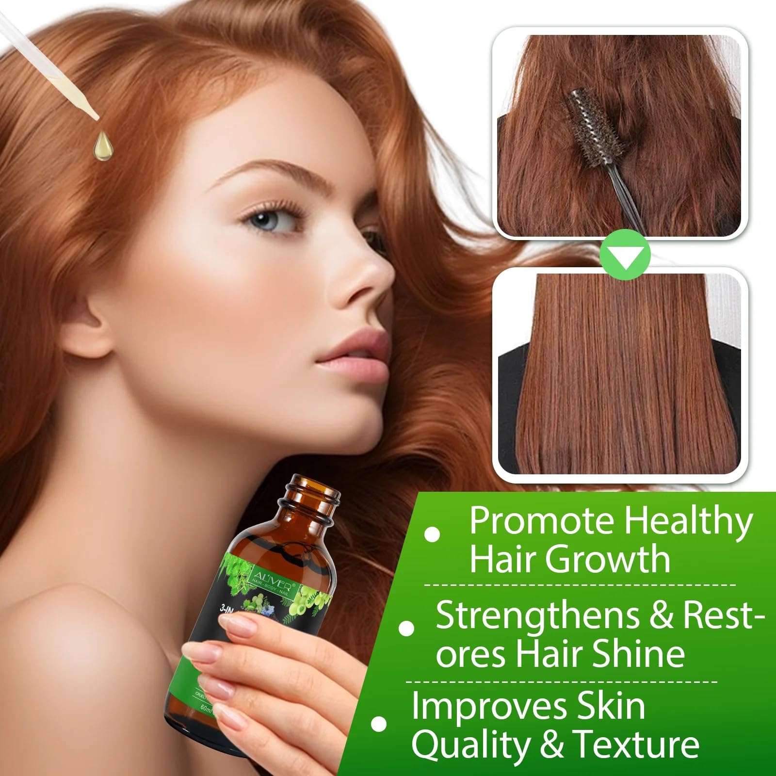 Hair Growth Oil 100% Natural – 3 in 1 Black Castor Oil with Amla and ...