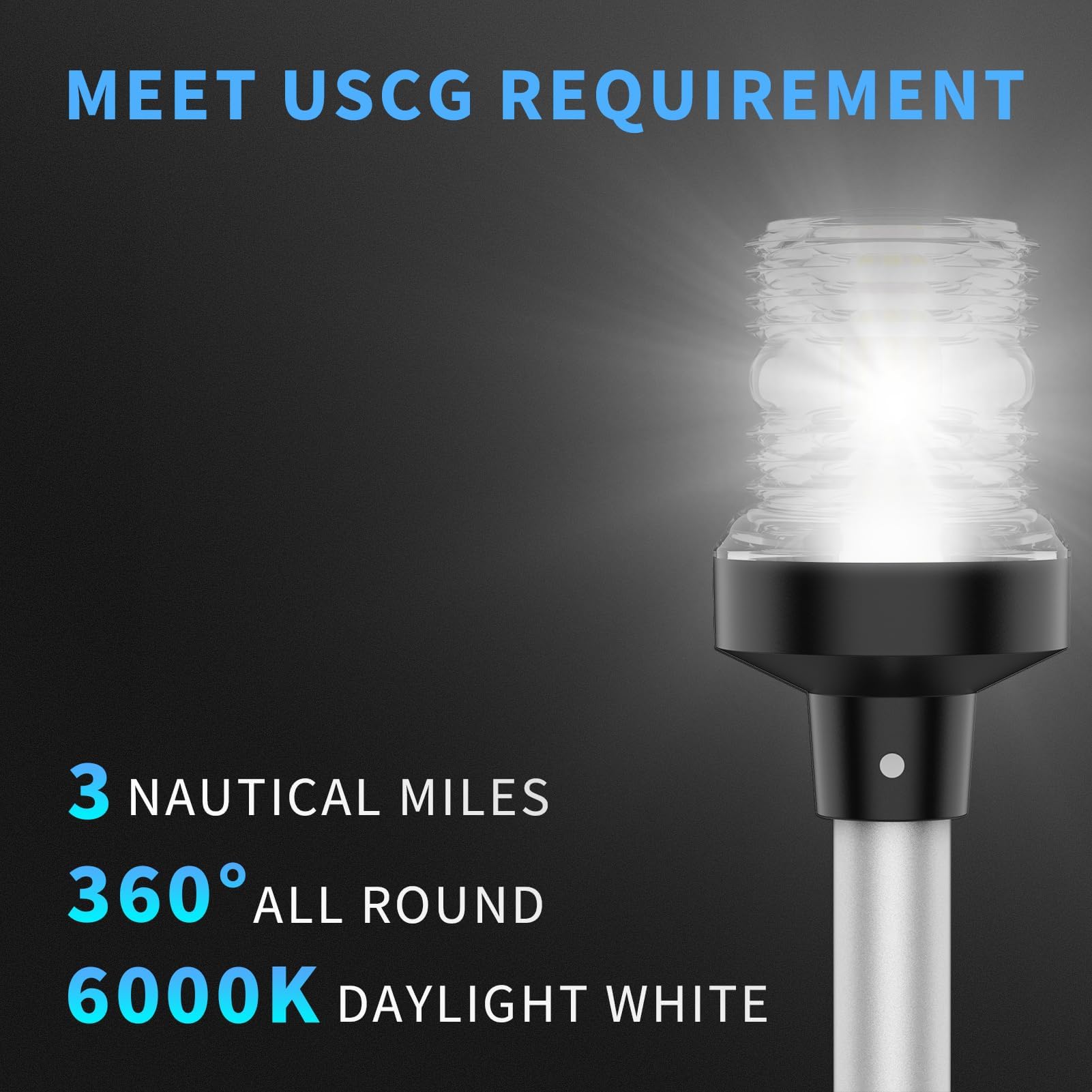 Snapklik.com : Obcursco Boat Stern Lights, 13 Inch 3NM 360 LED Anchor Light