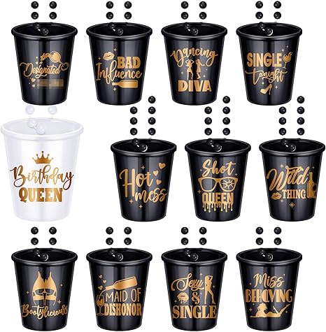 Amazon.com | Janmercy 12 Pcs Birthday Shot Glass Necklace Bulk Funny ...