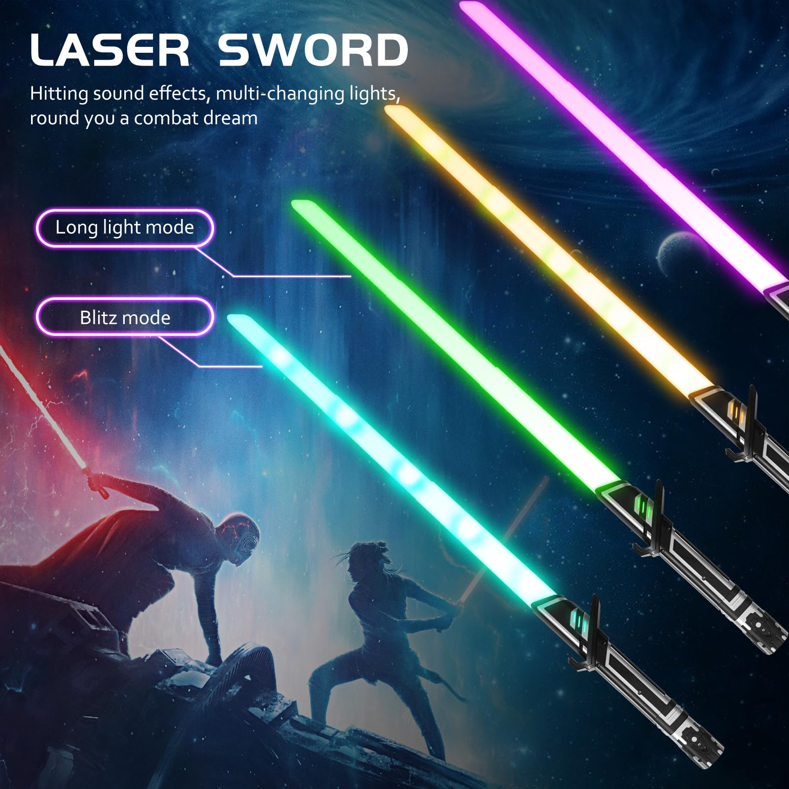Expandable LED Light Swords For Kids With Sound Effects Light Up Saber ...