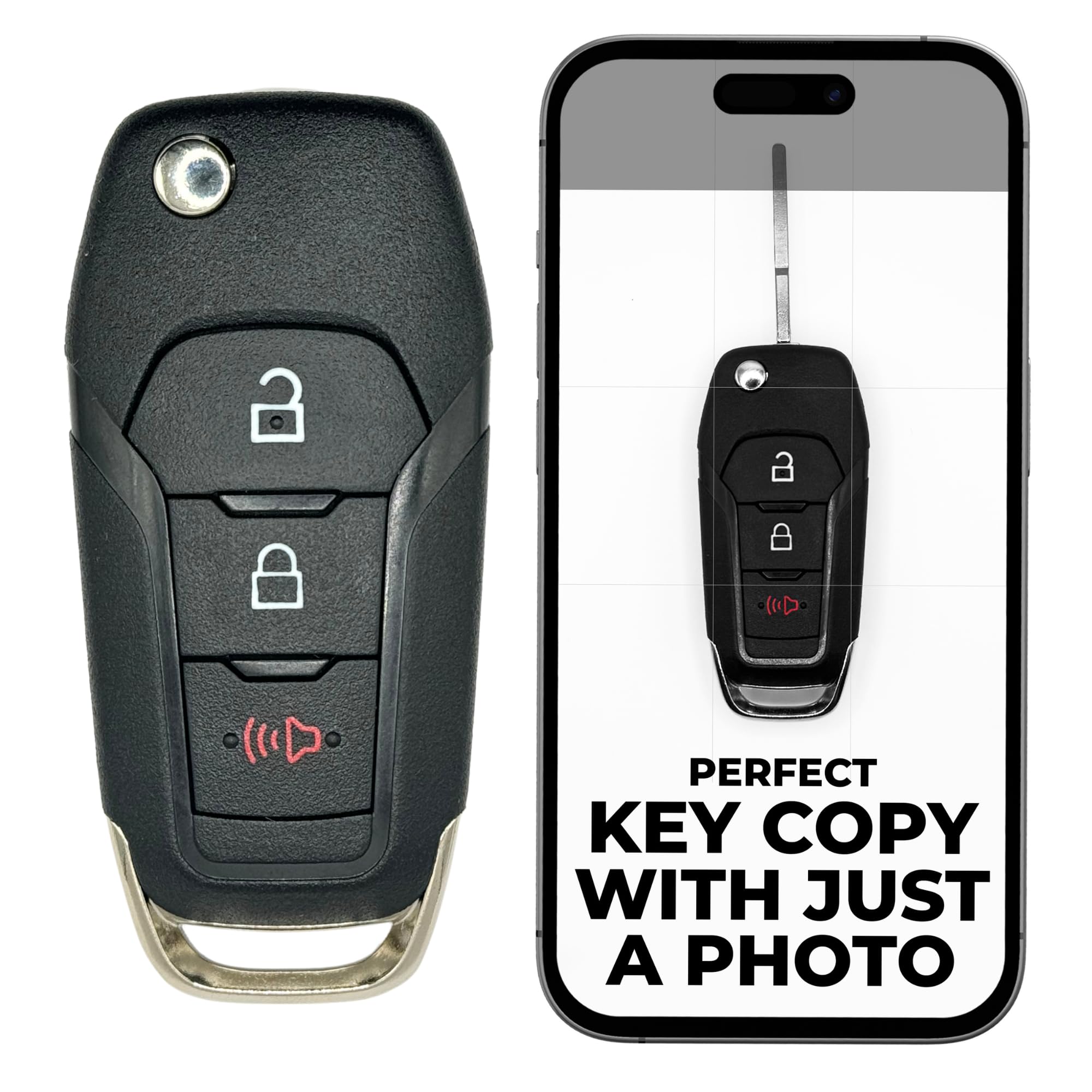 Amazon.com: Cut Flip Key Fob Replacement Fits for Ford F150 F250 F350 ...