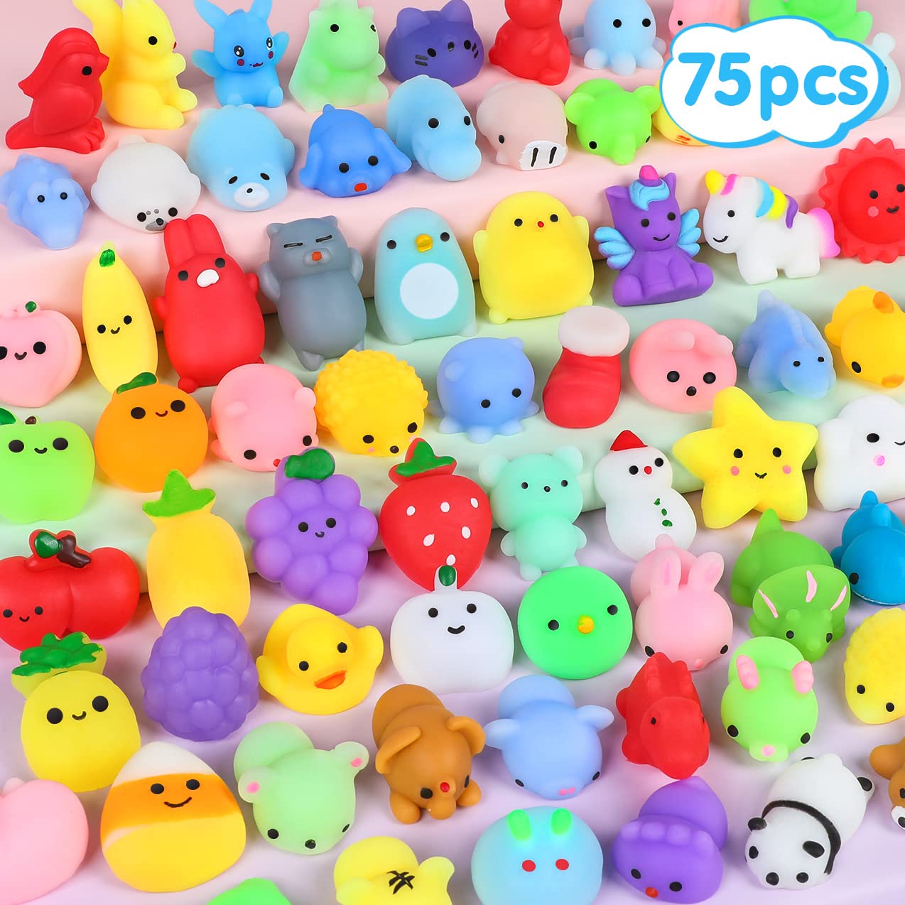 75 Pcs Squishies Mochi Squishy Toys Mini Kawaii Squishy Party Favors ...