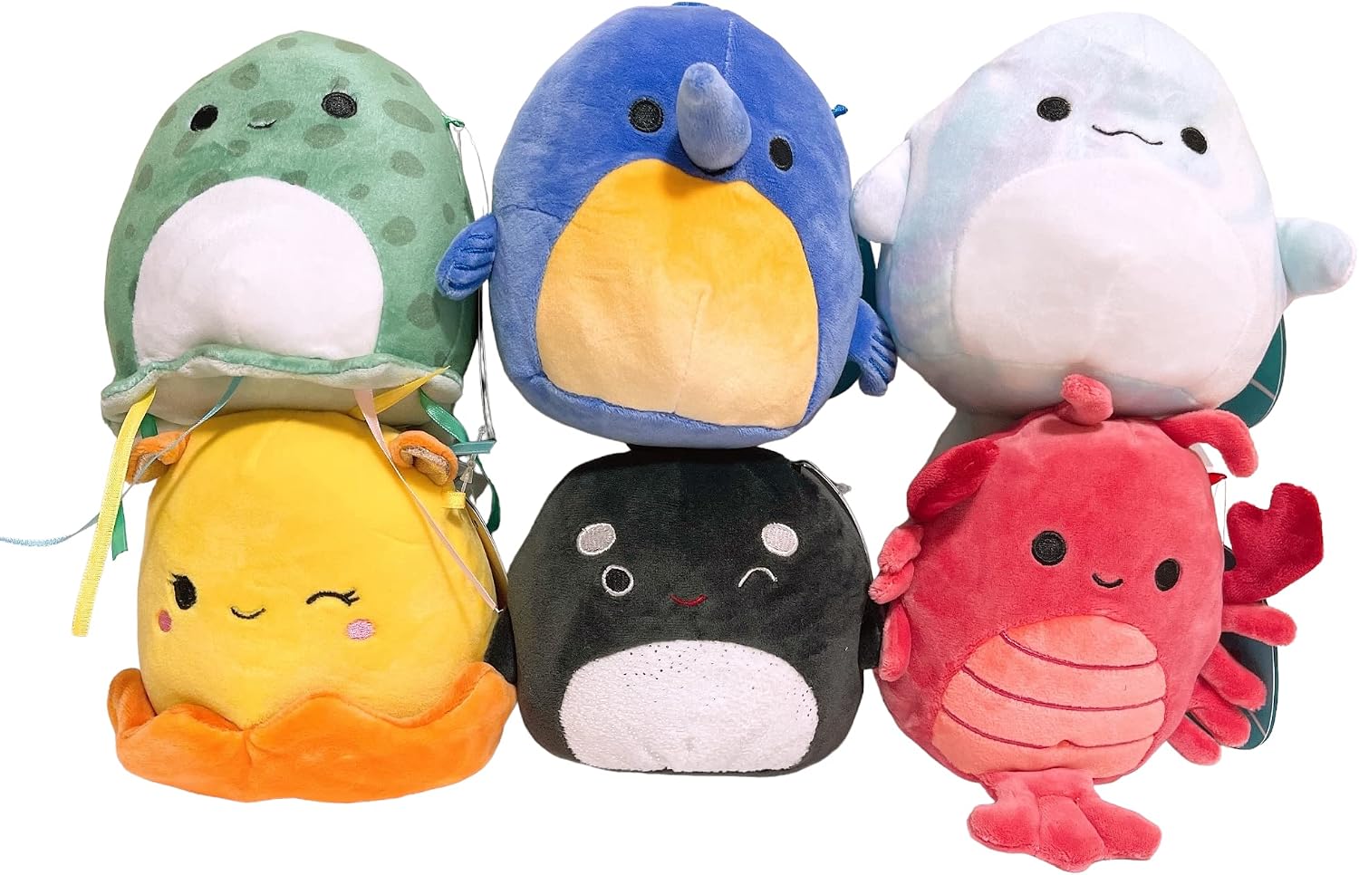Squishmallows Kellytoy Sea Life Squad 5/'' Mini Set of 6 Plush Doll ...