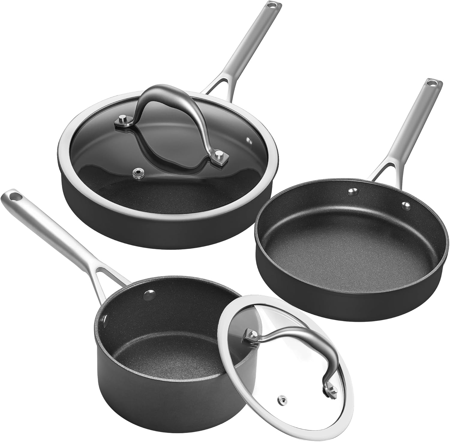 Amazon.com: Stainless Steel Cookware Set, 7-Piece Nonstick Pots and ...