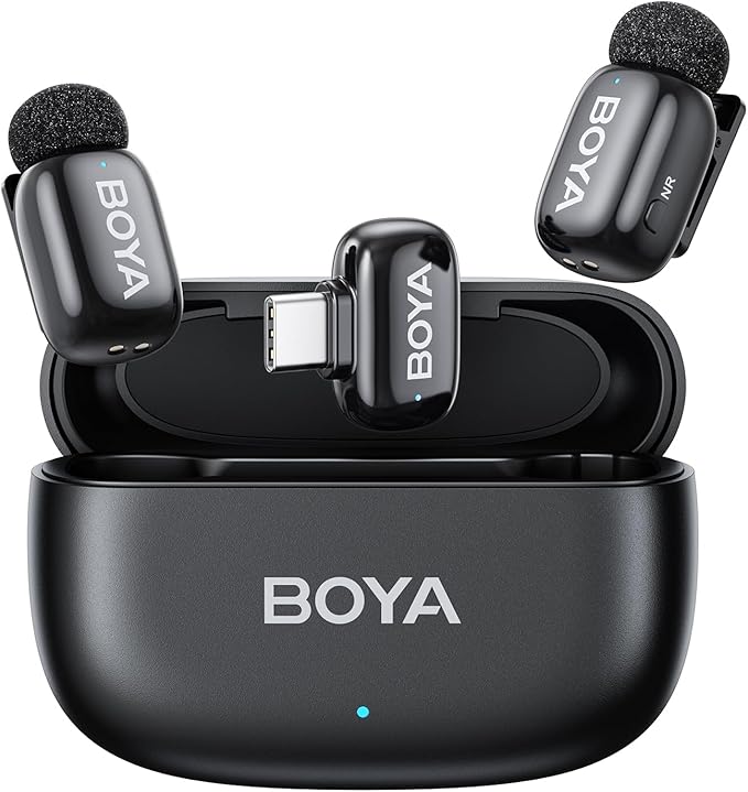 Microfone Lapela Boya Mini-14 USB-C Sem Fio Preto, Áudio Profissional ...