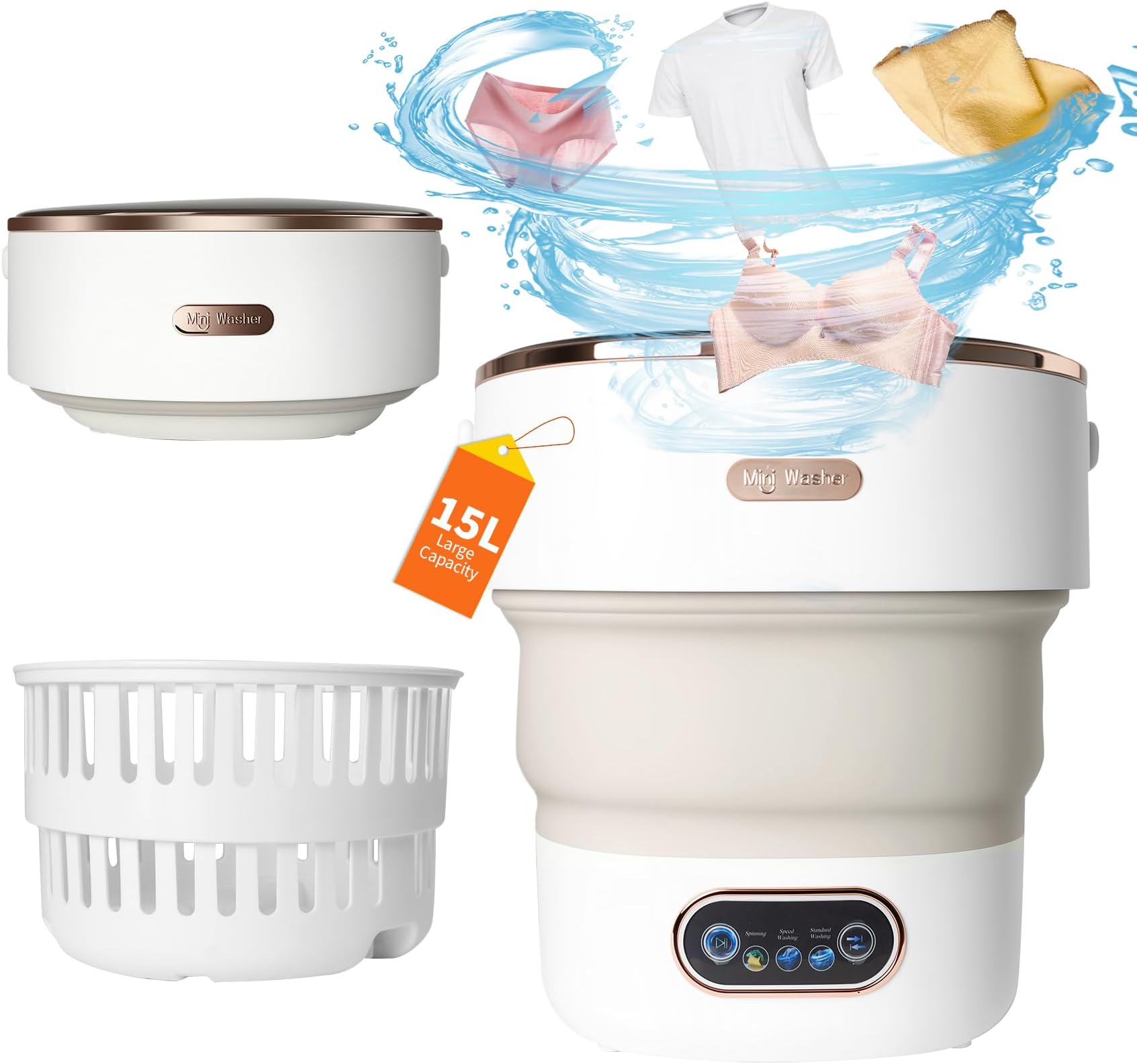 Amazon.com: Portable Washing Machine 15L, Mini Washer with 4 Modes and ...