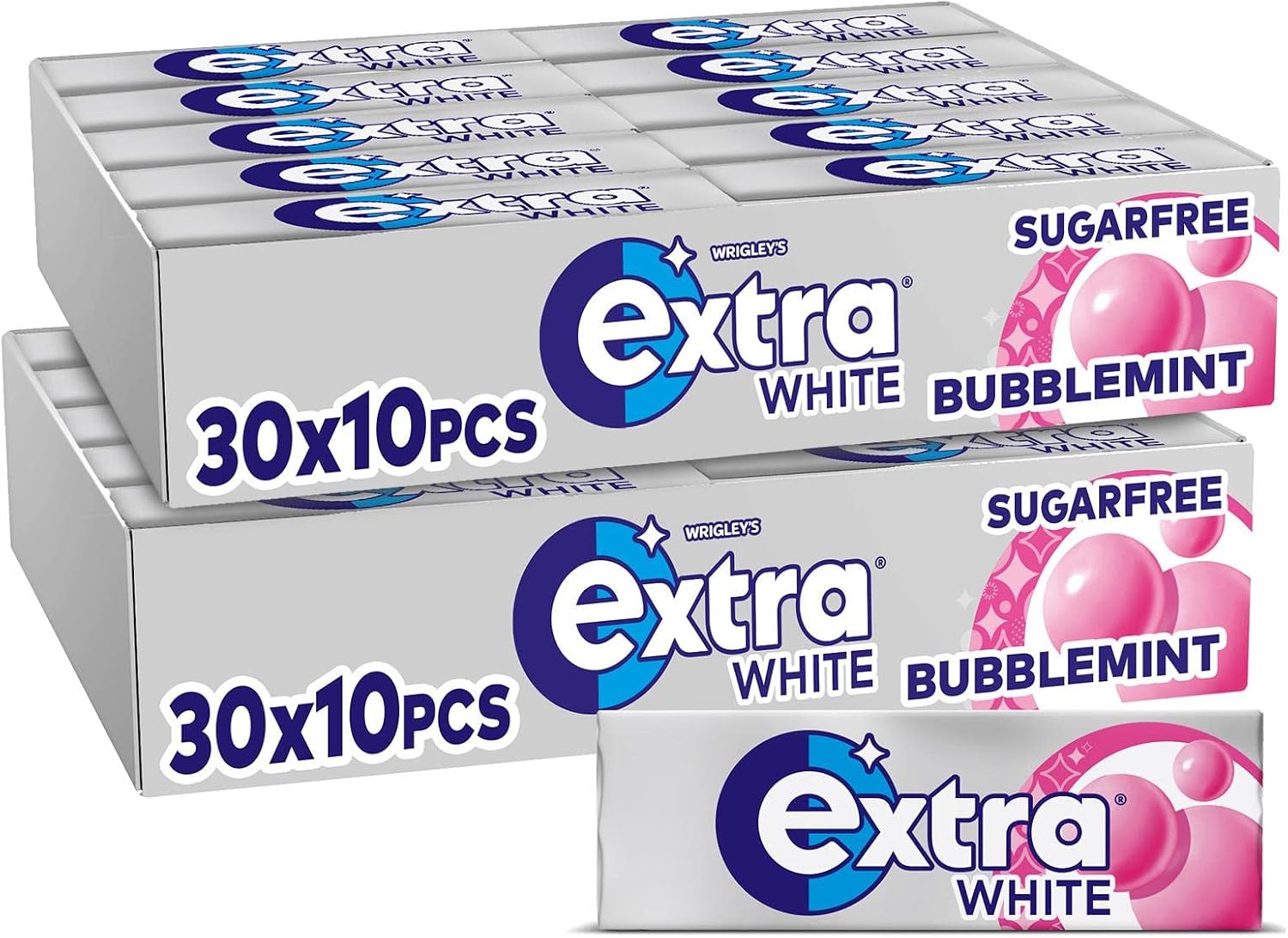 Wrigley's Extra Chewing Gum Bubblemint Flavour Sugar Free, 60 Packs of ...