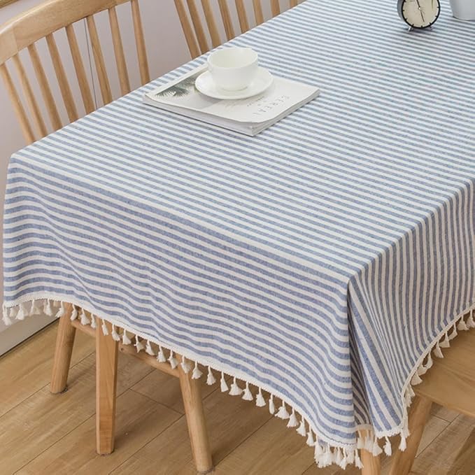 Amazon.com: TruDelve 120 Inch Extra Long Tablecloth Blue and White ...