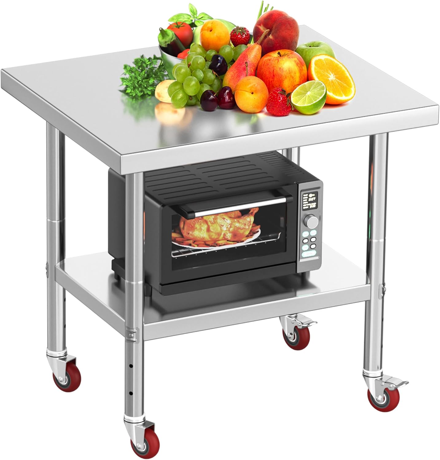Amazon.com : YITAHOME NSF Stainless Steel Table, 30" X 24" Work Table with Wheels, 2 Shelves ...