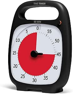 Time Timer PLUS 60 Minute Desk Visual Timer — Countdown Timer with Portable Handle for Classroom ...