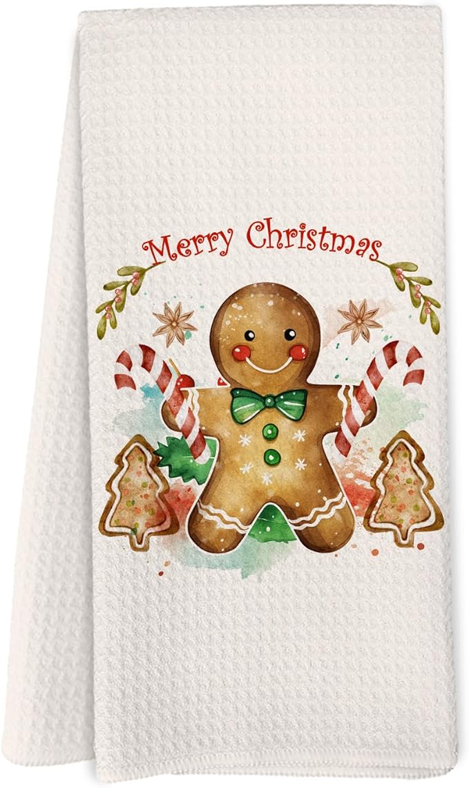 Amazon.com: Yorhifa Gingerbread Christmas Kitchen Towels, Christmas ...
