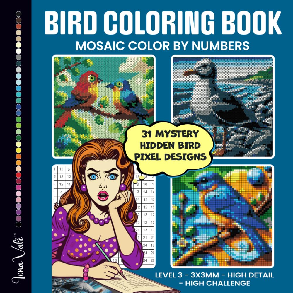 Amazon.com: Mystery Mosaic Color by Numbers Bird Coloring Book: 31 ...
