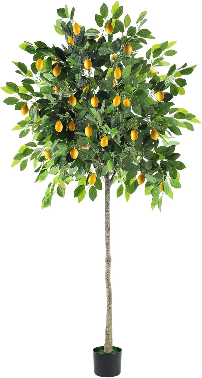 Amazon.com: HEOMU 6FT Faux Lemon Tree with Vivid Leaves and Realistic ...