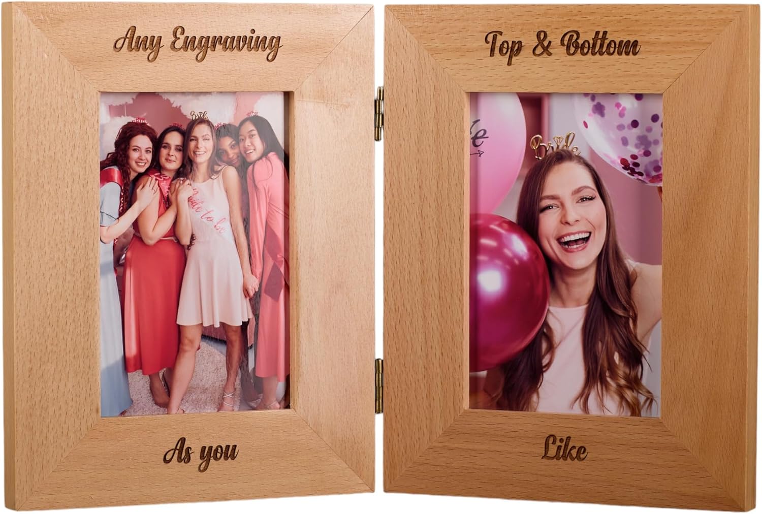 Personalised Solid Oak Wood Double Photo Frame With Any Engraving ...