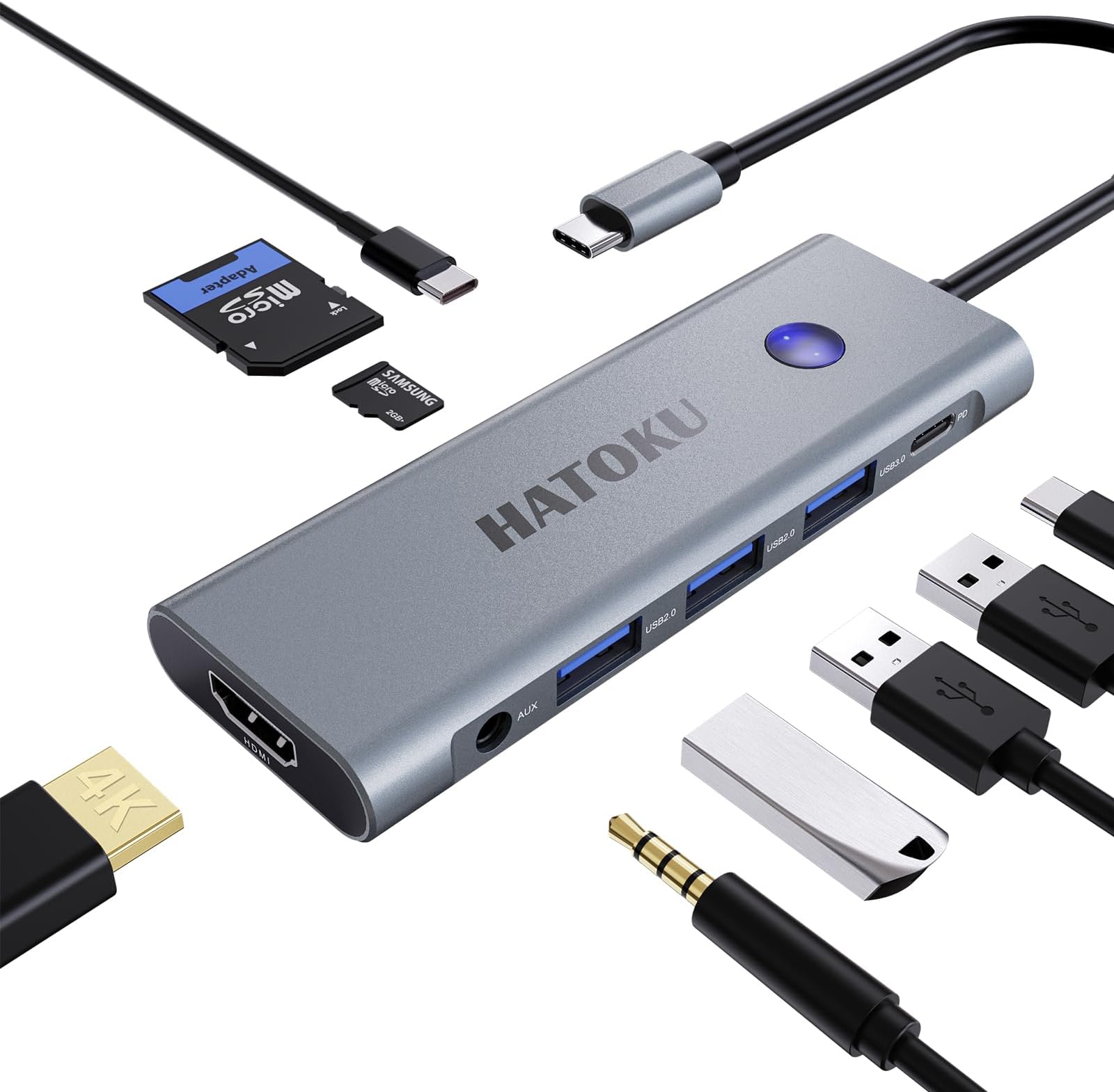 HUB USB C, 9-1 USB C HUB, Adaptateur Macbook Air avec HDMI 4K@60Hz ...