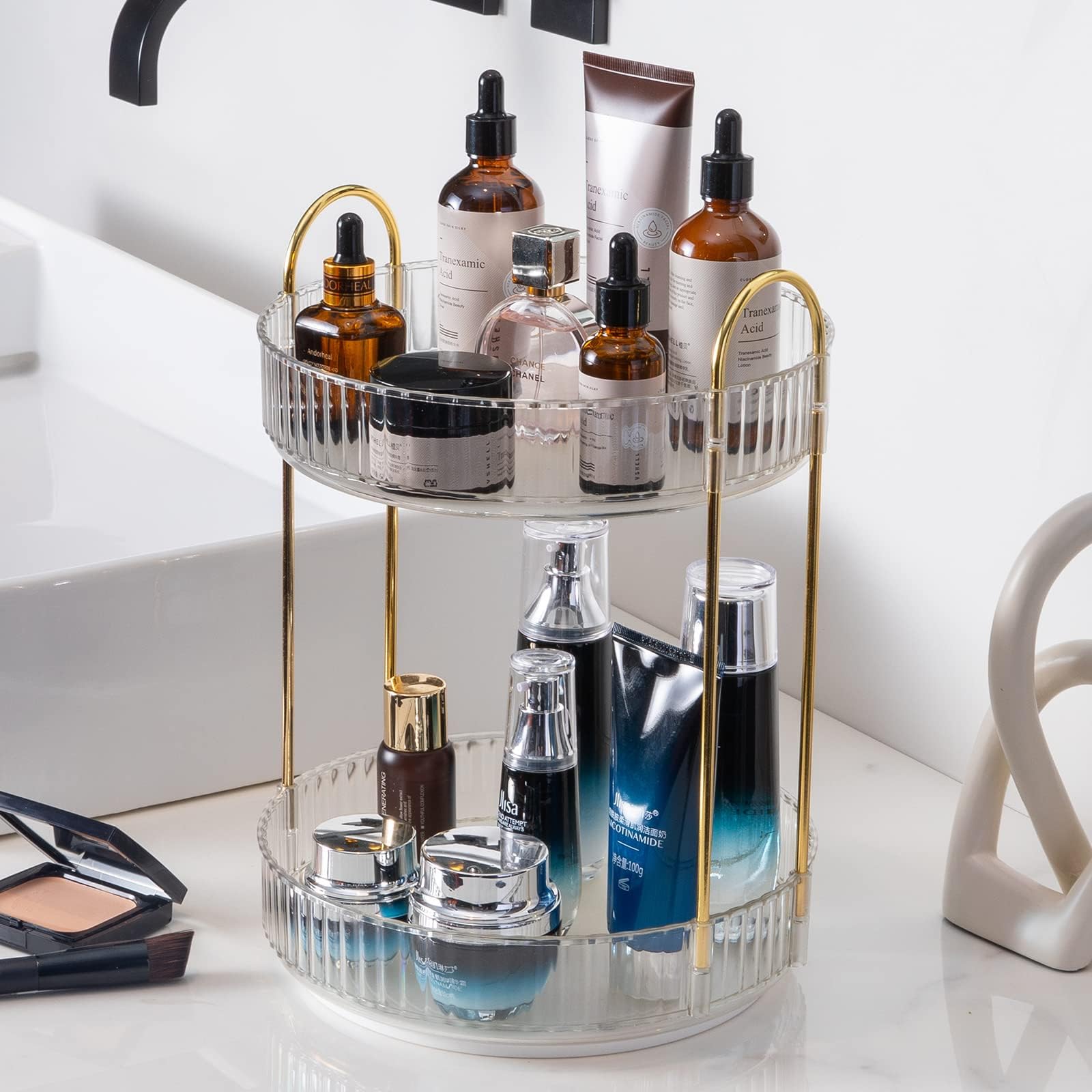 Amazon.com: LAIWOO 360° Rotating Makeup Organizer, High-Capacity ...