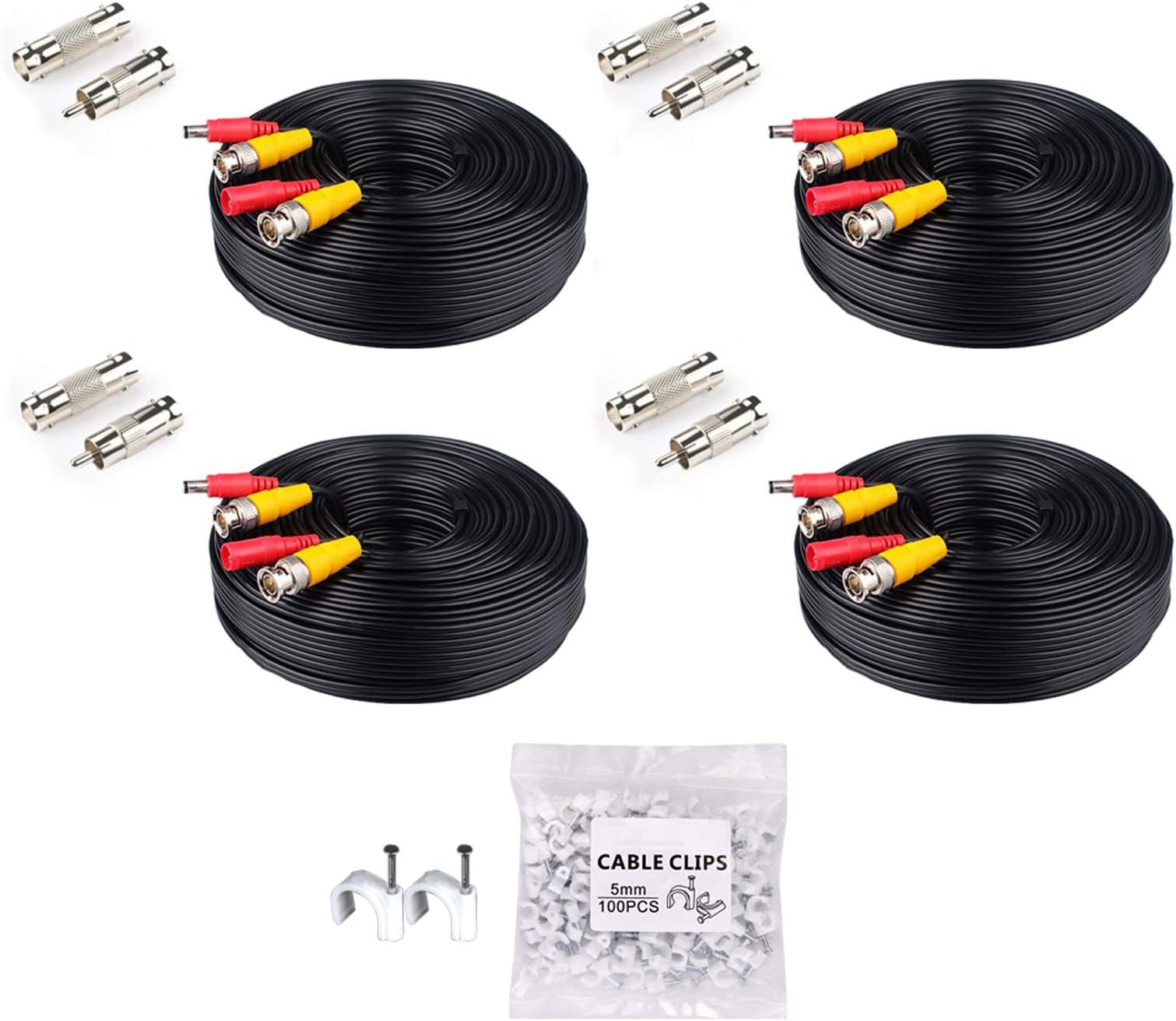 Amazon.com : 100FT Black Premade BNC Video Power Cable Extension Wire ...