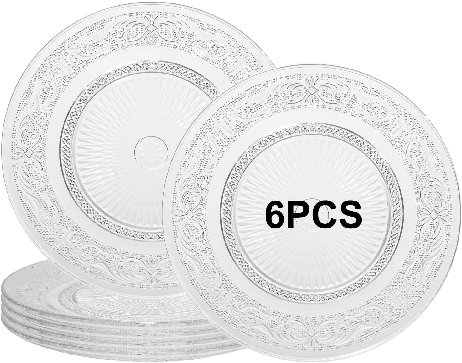 Amazon.com | PYVYLO 10'' Large Clear Glass Dinner Plates,Round Glear ...