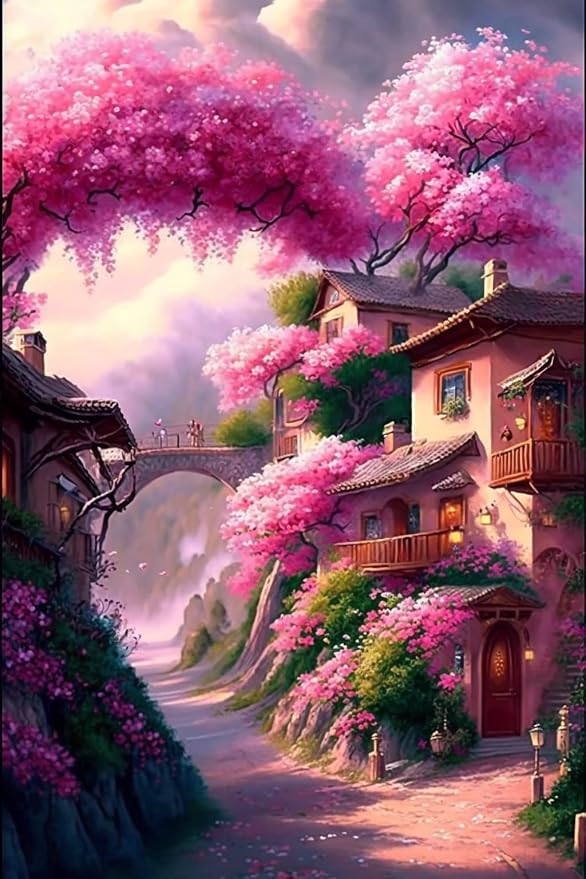 Amazon.com: Cherry Blossom Town Wooden Puzzle 1000 Piece Puzzles for ...