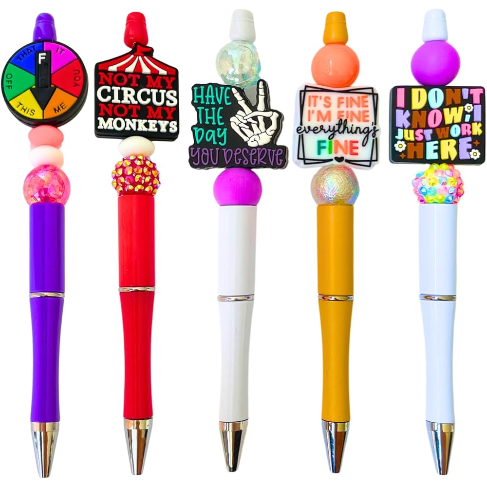 $2/mo - Finance 5PC Funny Bead Ink Ball Point Pens with Sayings for ...