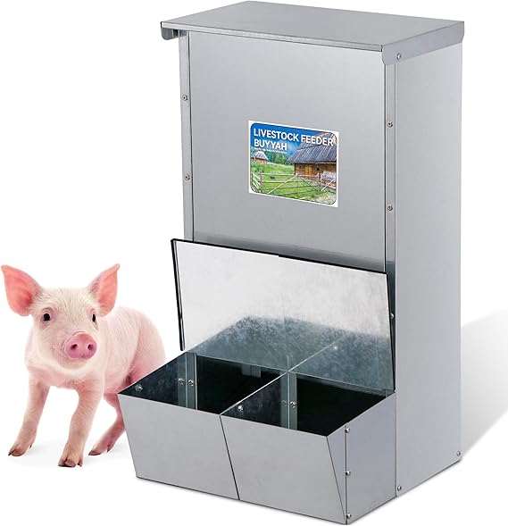 Amazon.com : BUYYAH 2 Door Hog Feeder, 4.18 Bushels Capacity, Heavy ...