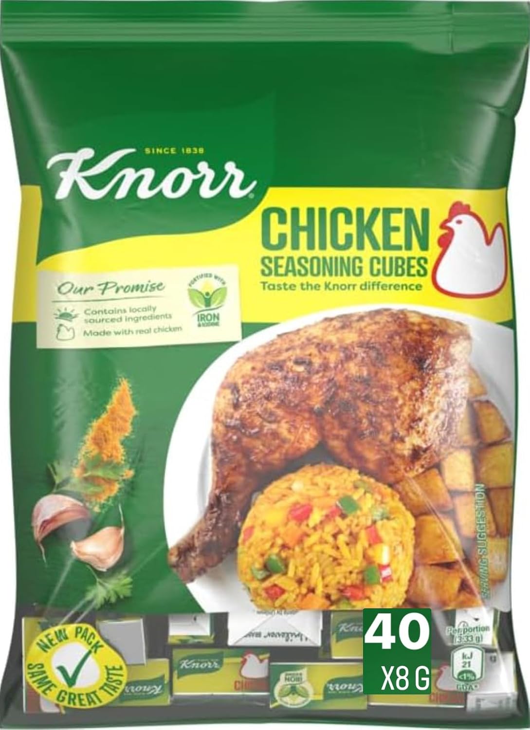 Knorr CHICKEN SEASONING CUBES 360g ¦ 40 Cubes ¦ 8g Each Cube ¦ Made ...